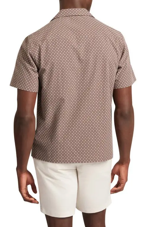 Ted Baker London Merrick Geo Print Cotton Camp Shirt - Brown