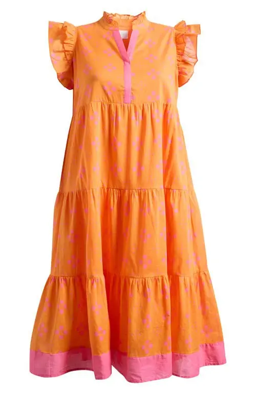 SUGARLIPS Donna Dot Mirna Tiered Midi Dress - Orange-pink