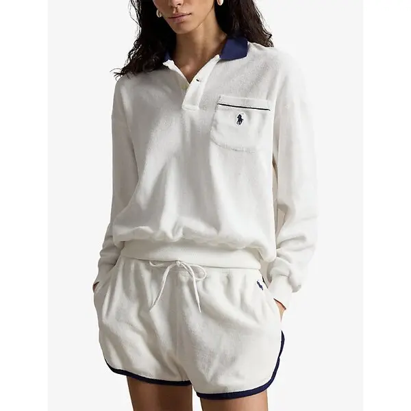 Polo Ralph Lauren Terry Logo-embroidered Cotton-jersey Polo - White