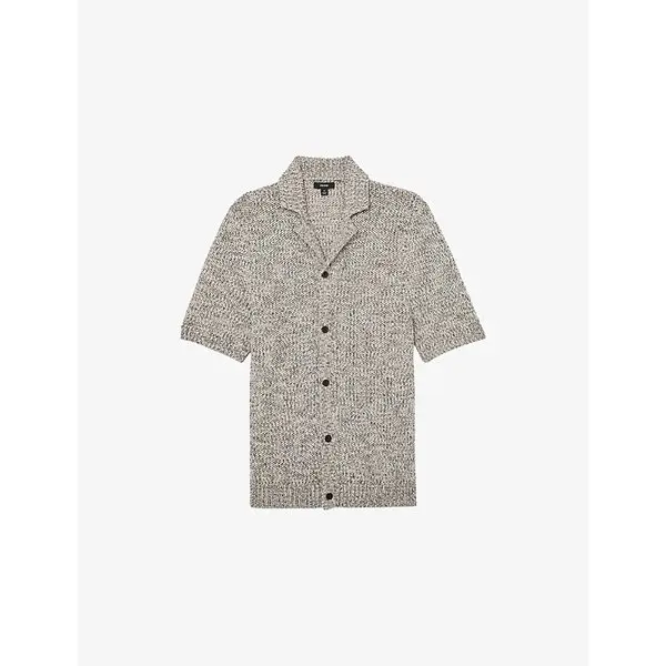 REISS Addis Cuban-collar Stretch-knit Shirt