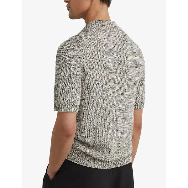 REISS Addis Cuban-collar Stretch-knit Shirt