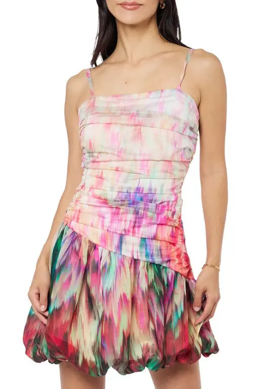 CIEBON Floral Print Ruched Mini Dress