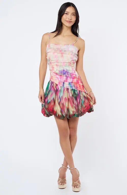 CIEBON Floral Print Ruched Mini Dress