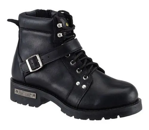 RIDETECS 6" Lace Up Boot With Zipper - Black