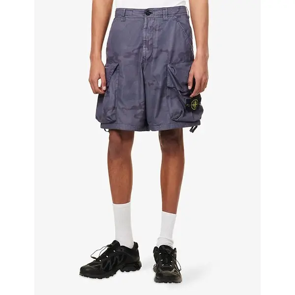 Stone Island Cotton-blend Ripstop Camo Cargo Shorts