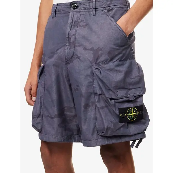 Stone Island Cotton-blend Ripstop Camo Cargo Shorts