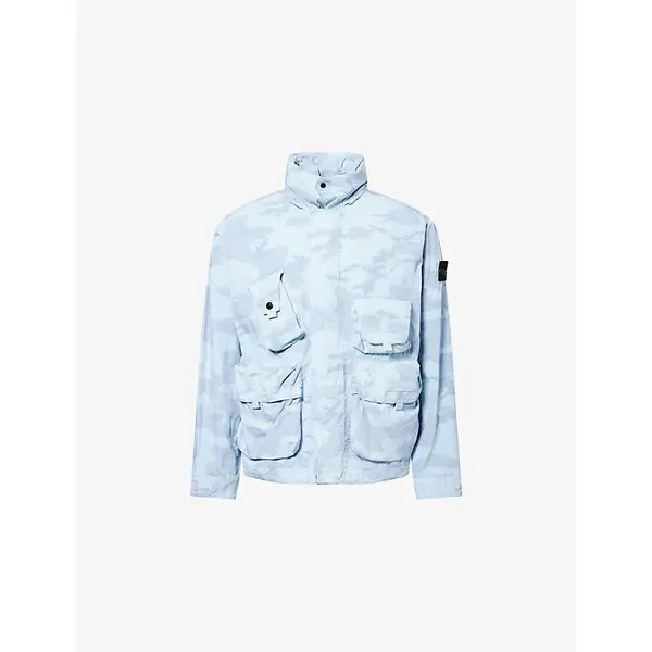 Stone Island Camo Cotton-blend Field Jacket - Dust Blue