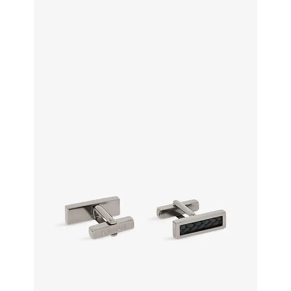 REISS Marlin Leather-insert Metal Cufflinks