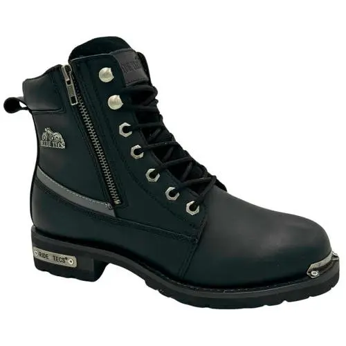 RIDETECS 6" Reflective Double Zipper Biker Boots