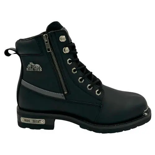 RIDETECS 6" Reflective Double Zipper Biker Boots