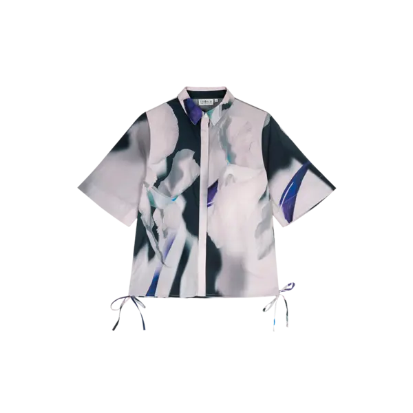 UNTITLED IN MOTION Ties Adjustable Short Sleeve Button-down Top