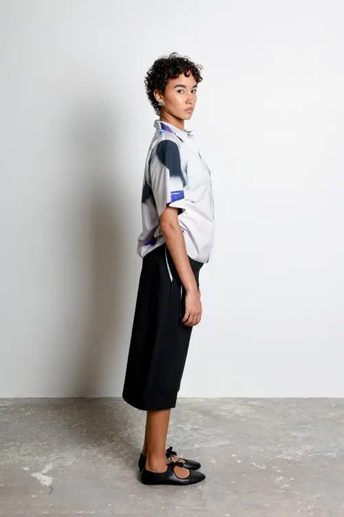 UNTITLED IN MOTION Ties Adjustable Short Sleeve Button-down Top