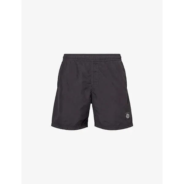 Stone Island Compass-patch Nylon Swim Shorts - Black