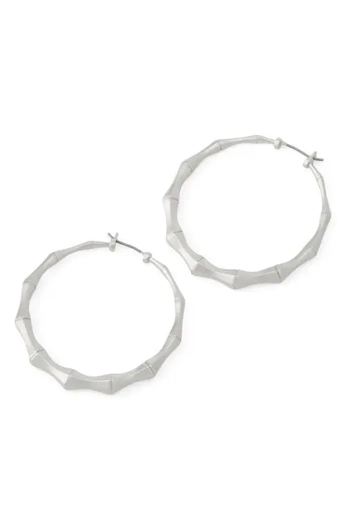 ALLSAINTS Medium Angular Hoop Earrings - Warm Silver