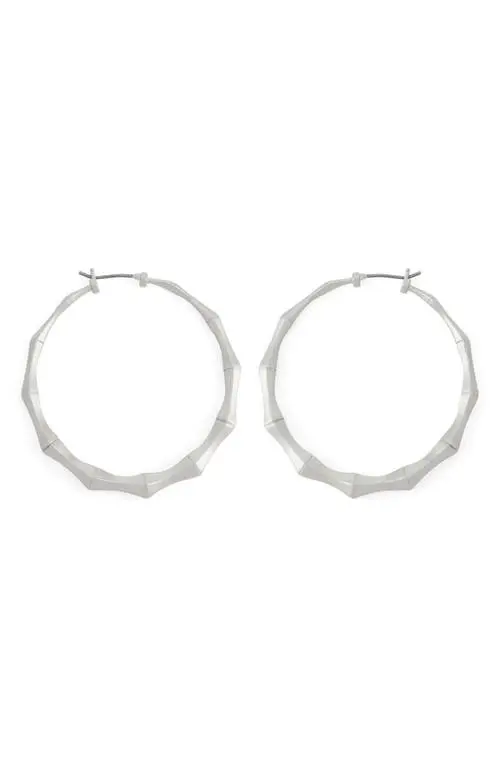 ALLSAINTS Medium Angular Hoop Earrings - Warm Silver