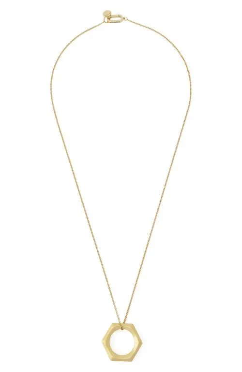 ALLSAINTS Hexagon Pendant Chain Necklace - Vintage Gold