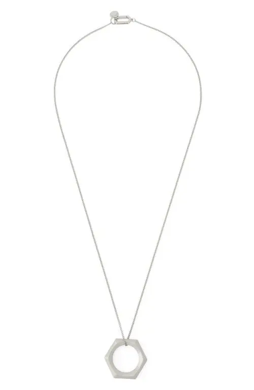 ALLSAINTS Hexagon Pendant Chain Necklace - Warm Silver