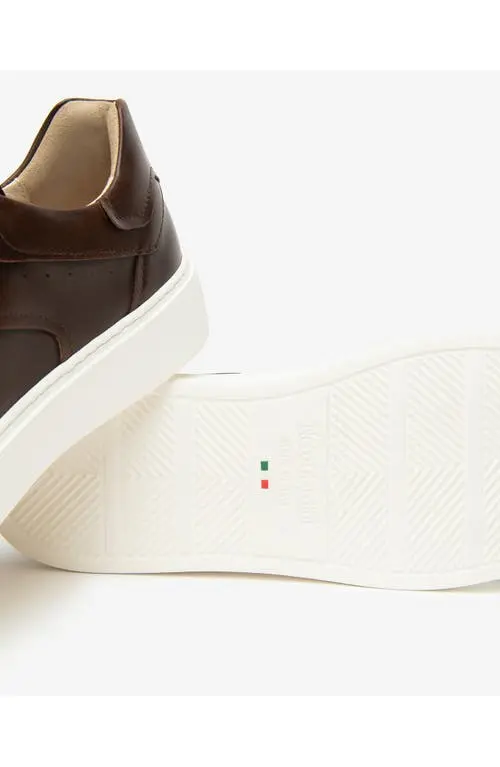 NEROGIARDINI Low Top Leather Lace-up Sneakers - Chocolate