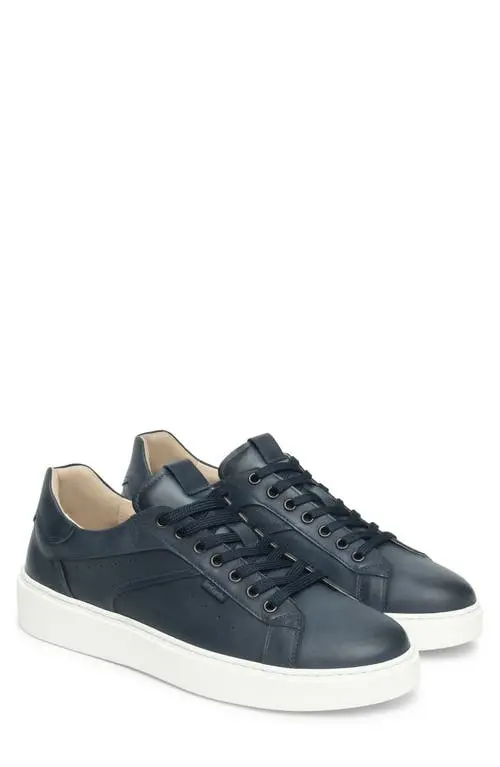 NEROGIARDINI Low Top Leather Lace-up Sneakers - Navy