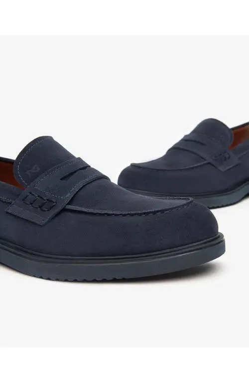 NEROGIARDINI Suede Penny Loafers - Navy