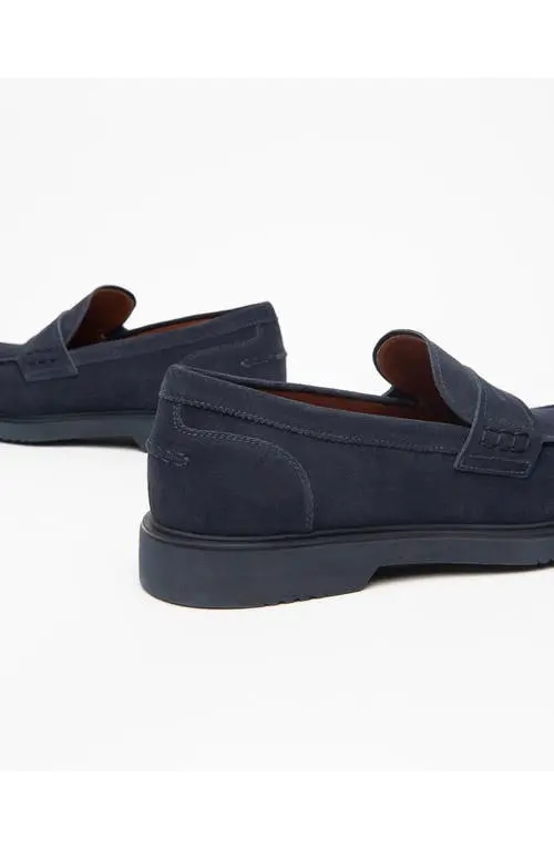 NEROGIARDINI Suede Penny Loafers - Navy