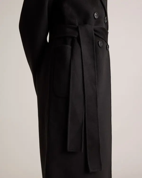 Quince 100% Mongolian Cashmere Double-faced Double-breasted Wrap Coat - Black