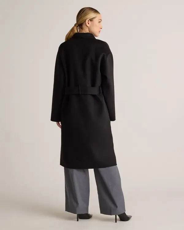 Quince 100% Mongolian Cashmere Double-faced Double-breasted Wrap Coat - Black