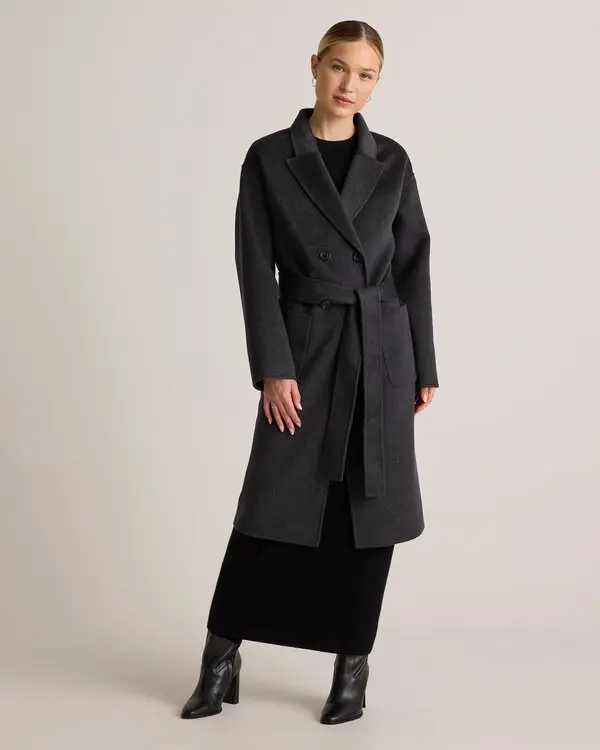 Quince 100% Mongolian Cashmere Double-faced Double-breasted Wrap Coat