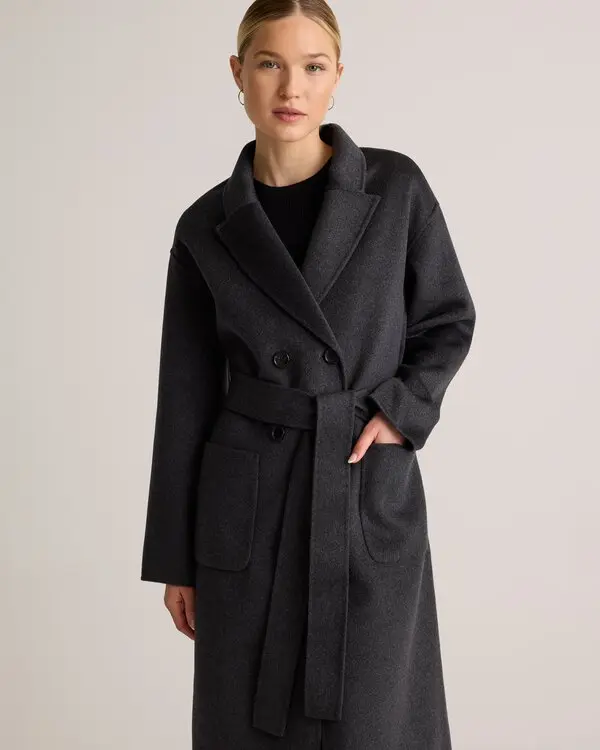 Quince 100% Mongolian Cashmere Double-faced Double-breasted Wrap Coat