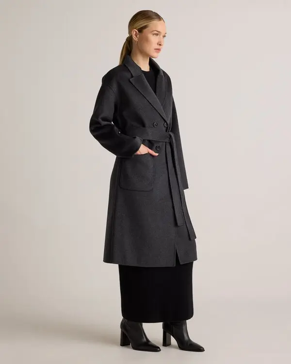 Quince 100% Mongolian Cashmere Double-faced Double-breasted Wrap Coat