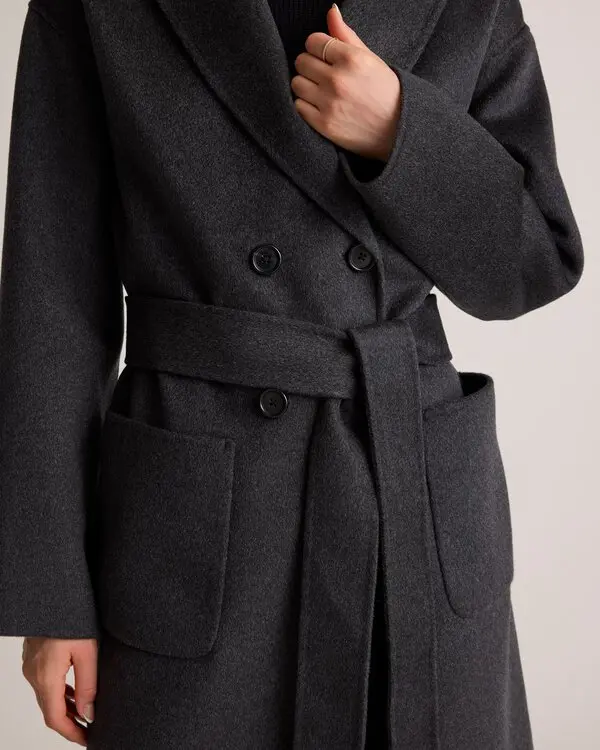 Quince 100% Mongolian Cashmere Double-faced Double-breasted Wrap Coat