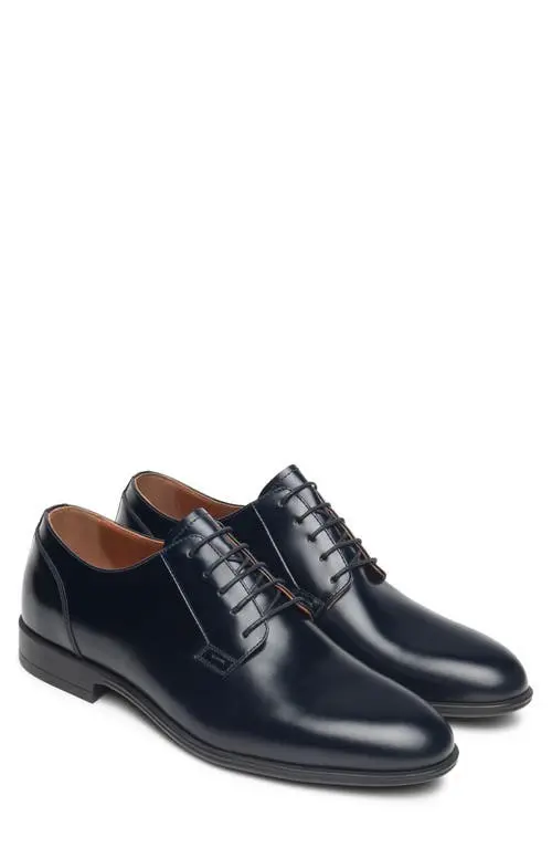 NEROGIARDINI Plain Toe Leather Derby - Navy