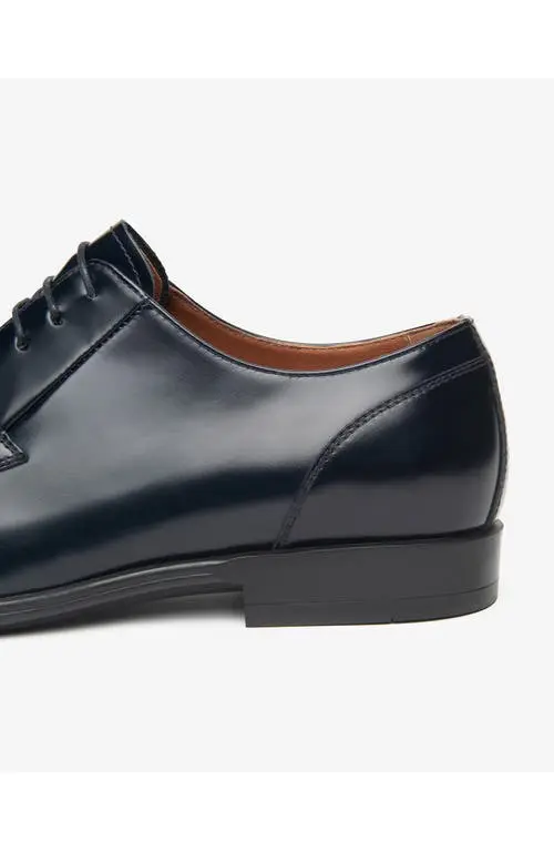 NEROGIARDINI Plain Toe Leather Derby - Navy