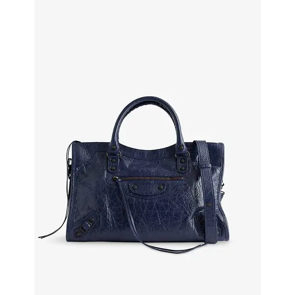 Balenciaga Le City Medium Leather Shoulder Bag - Dark Maree
