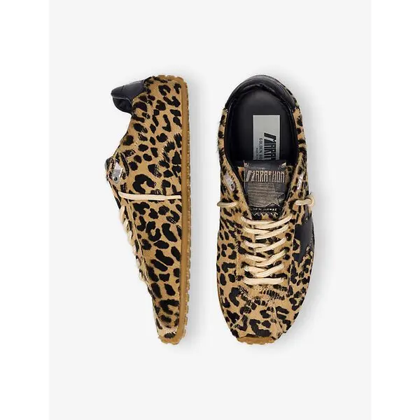 GOLDEN GOOSE Marathon Speed 90179 Pony Hair And Leather Sneakers - Blk/brown