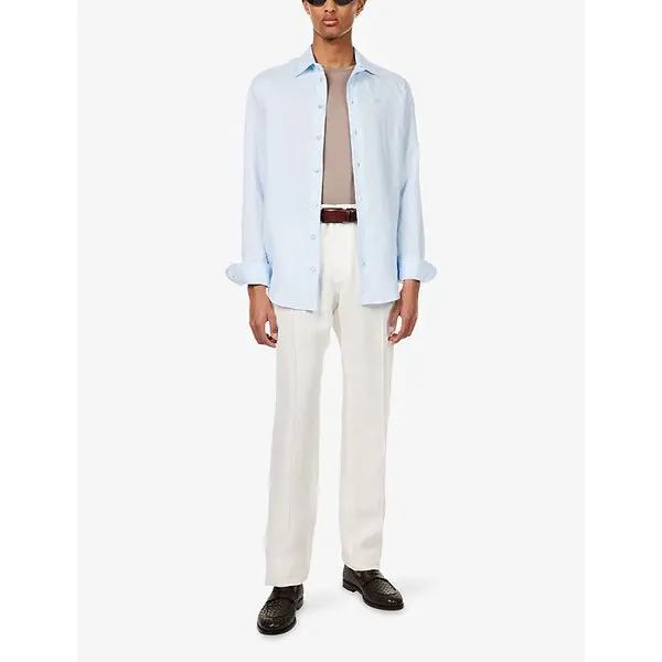 Emporio Armani Straight-leg Mid-rise Linen Trousers
