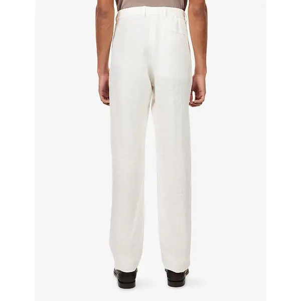 Emporio Armani Straight-leg Mid-rise Linen Trousers