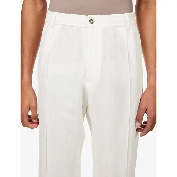 Emporio Armani Straight-leg Mid-rise Linen Trousers