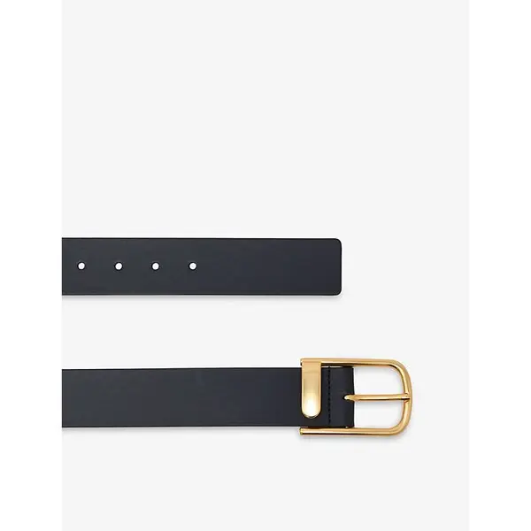 REISS Lyla Half-keeper Leather Belt - Navy