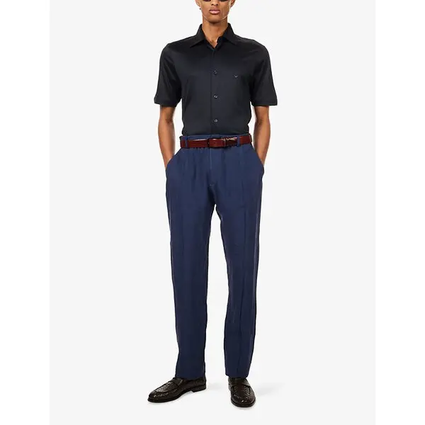 Emporio Armani Straight-leg Mid-rise Linen Trousers