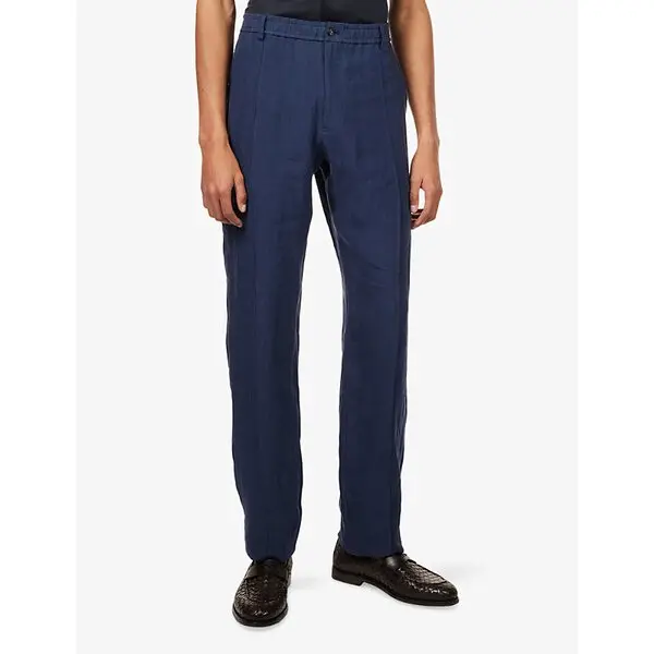 Emporio Armani Straight-leg Mid-rise Linen Trousers