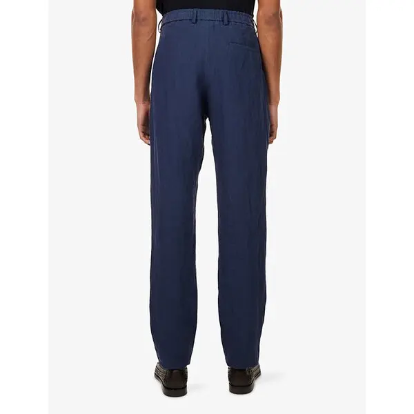 Emporio Armani Straight-leg Mid-rise Linen Trousers