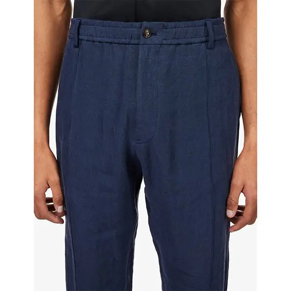 Emporio Armani Straight-leg Mid-rise Linen Trousers