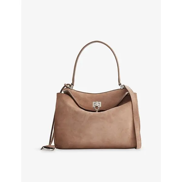 Balenciaga Rodeo Small Suede Top-handle Bag - Sesame