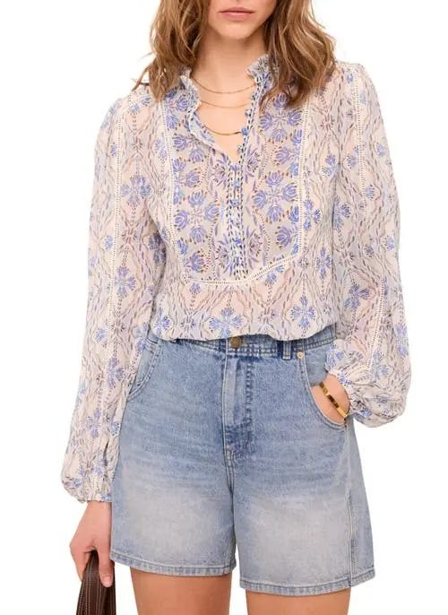 Mint Velvet Geo Print Ruffle Blouse