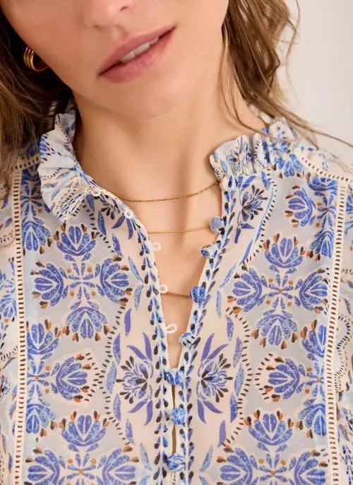 Mint Velvet Geo Print Ruffle Blouse