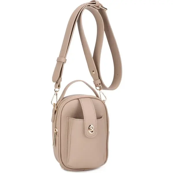 MALI + LILI Parker Faux Leather Crossbody - Taupe