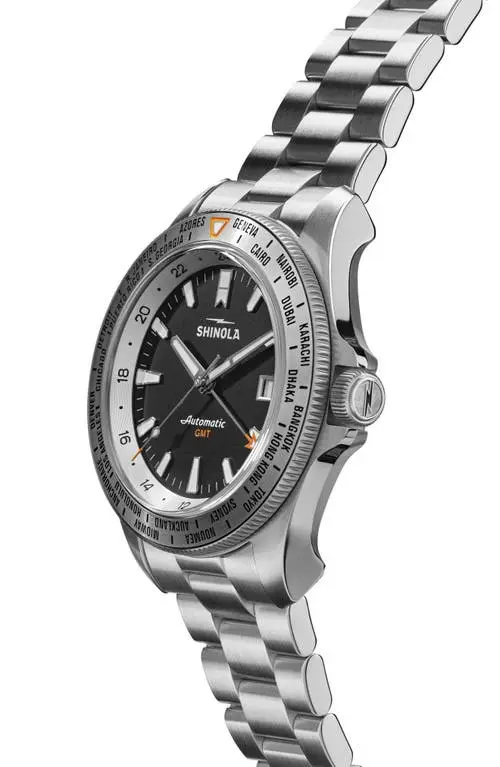 Shinola Monster Worldtimer Gmt Automatic Stainless Steel Bracelet Watch