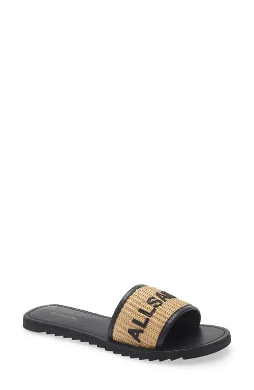 ALLSAINTS Hoxton Woven Slide Sandal - Black/natural