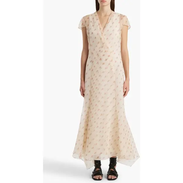Khaite Meera Floral Silk Organza Dress - Soft Pink